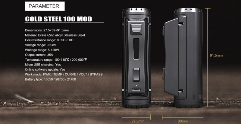 EHpro COLD STEEL 100 MODレビュー｜フルメタルボディーの重厚感！サイズと機能も魅力！ | VAPE Circuit